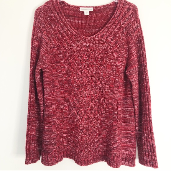 Coldwater Creek | Sweaters | Coldwater Creek Vneck Red Marled Sweater ...